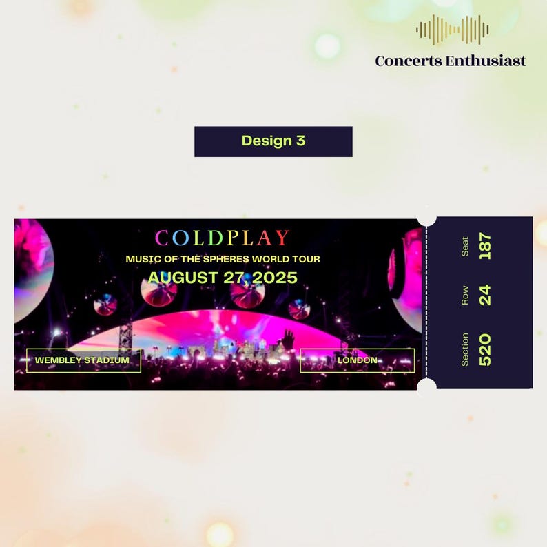 Editable Coldplay Concert Ticket Template – Custom Concert Gift, DIY ...