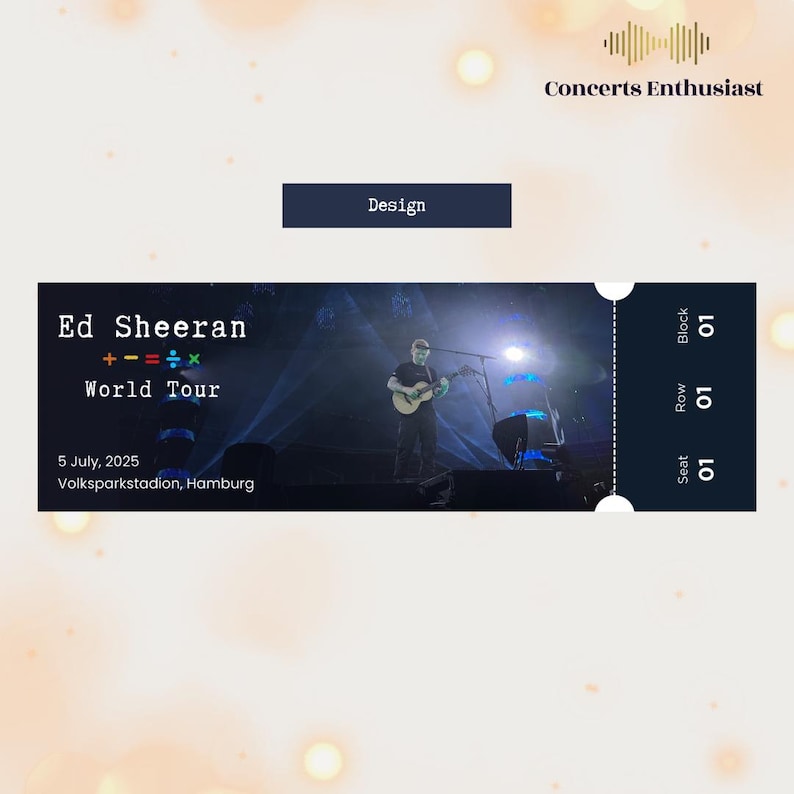 Editable Ed Sheeran Concert Ticket Template | Printable Souvenir Ticket ...