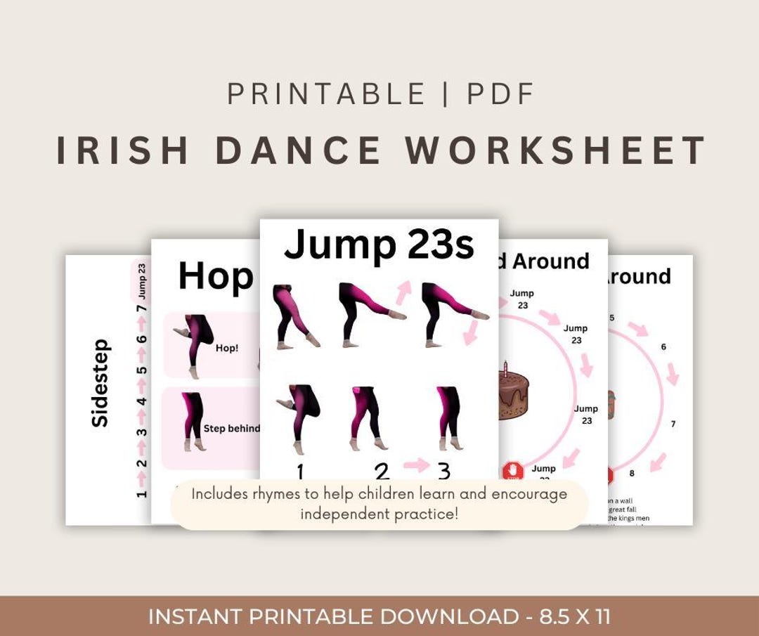 Beginner Irish Dance Steps Worksheets and Visual Aids - PDF Instant ...