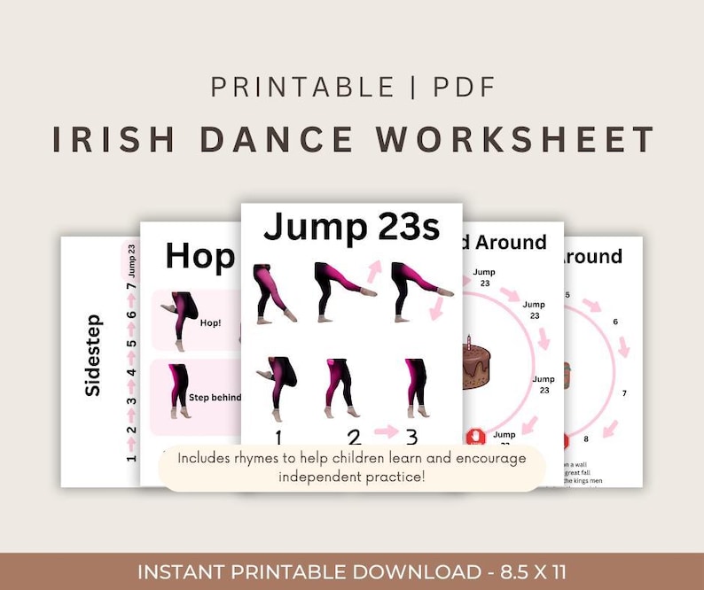 Beginner Irish Dance Steps Worksheets and Visual Aids - PDF Instant ...