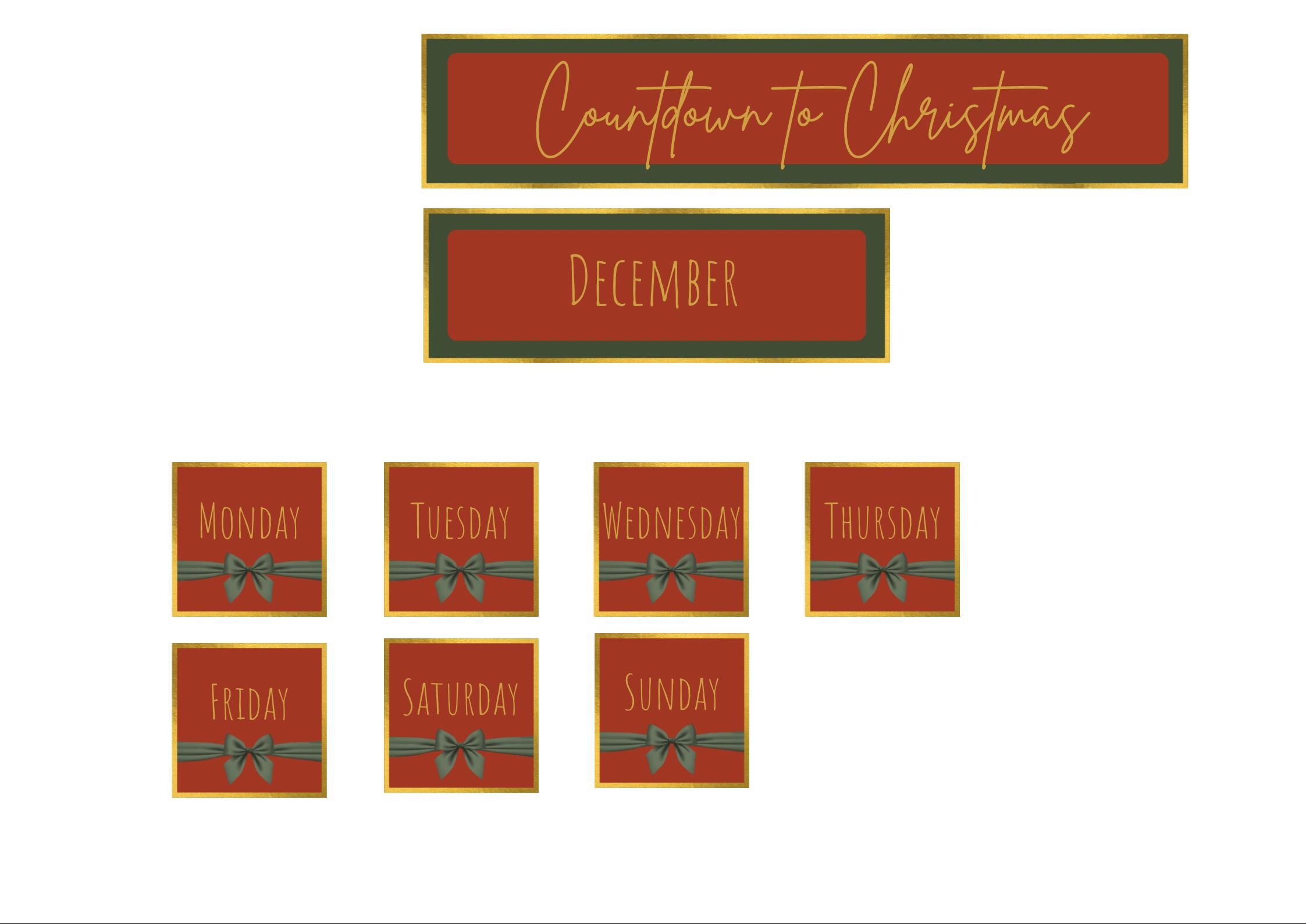 Editable Classroom Christmas Countdown Calendar | Printable Advent ...