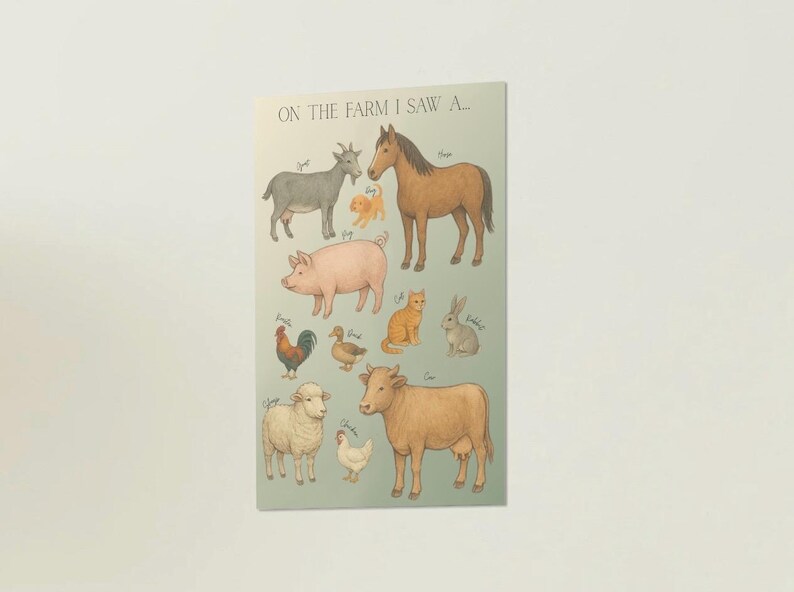 Farm Animal Printable Poster - Etsy