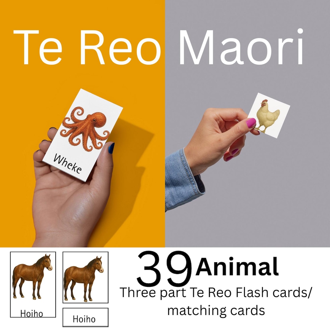 Te Reo Māori Animal Flashcards: Bilingual Montessori Learning (digital ...