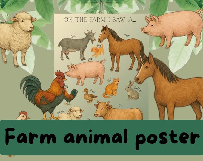 Farm Animal Printable Poster - Etsy