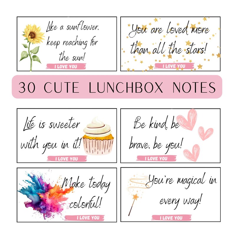 30 Printable Lunchbox Notes for Kids Encouraging, Cute & Fun Lunch Box ...