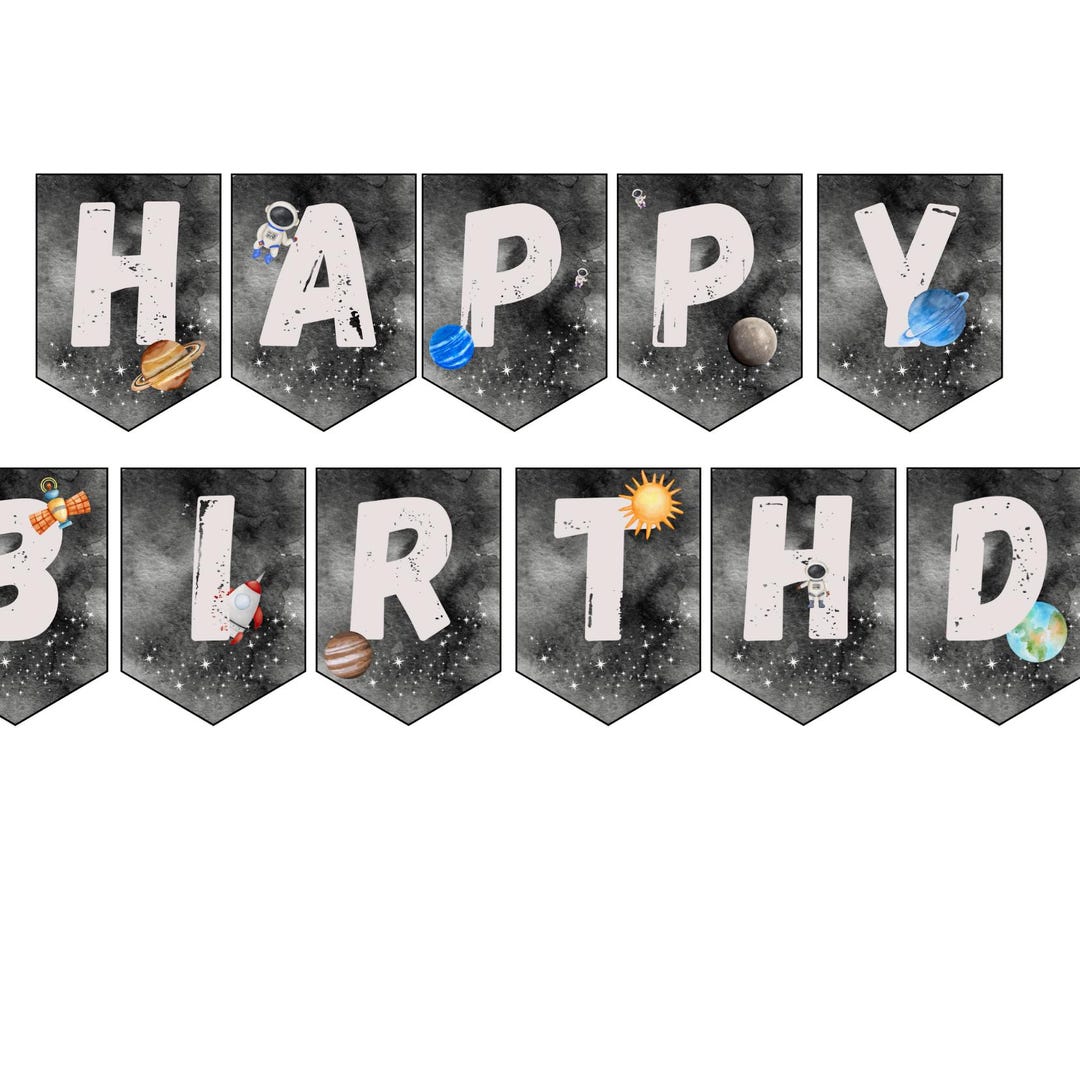 Space Birthday Banner | Outer Space Party Decorations | Rocket ...