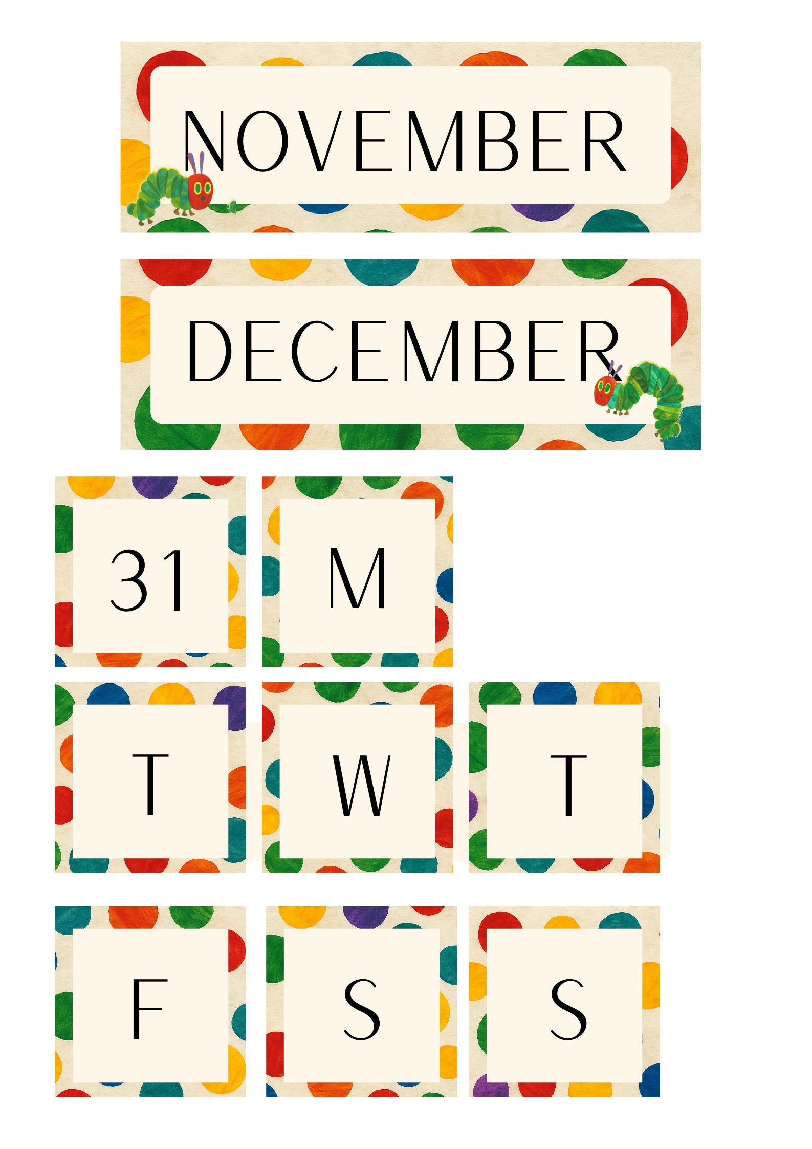Caterpillar Calendar Set – Educational & Interactive Classroom Display ...