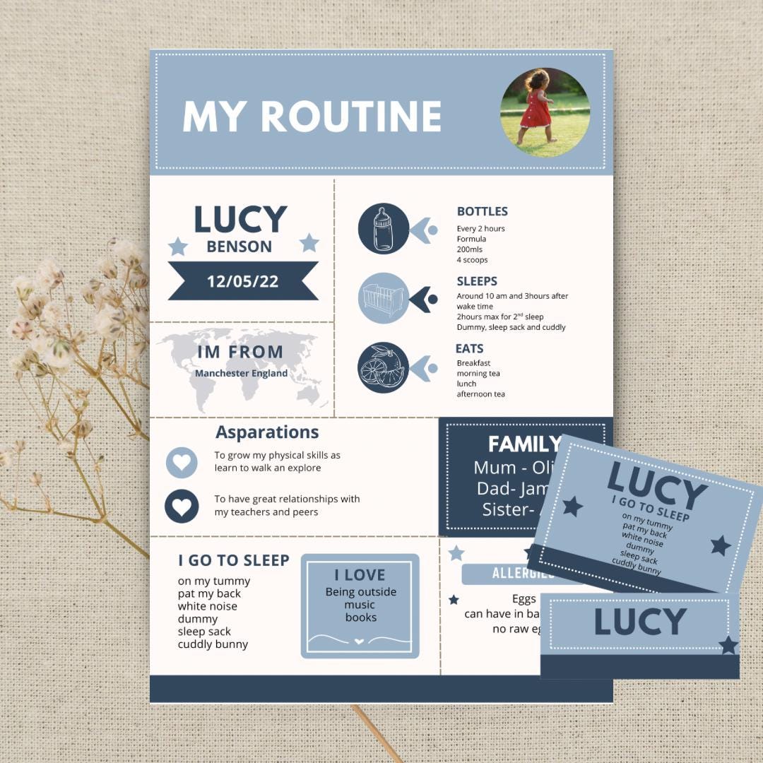 Editable Baby Routine Poster: Custom Daycare Schedule, Name and Bed ...