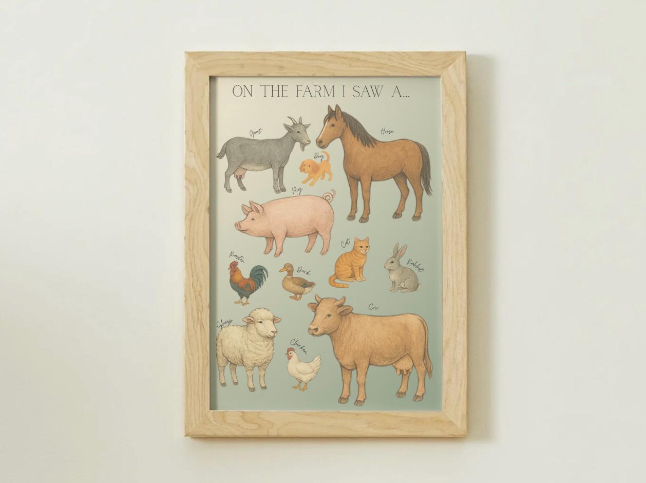 Farm Animal Printable Poster - Etsy