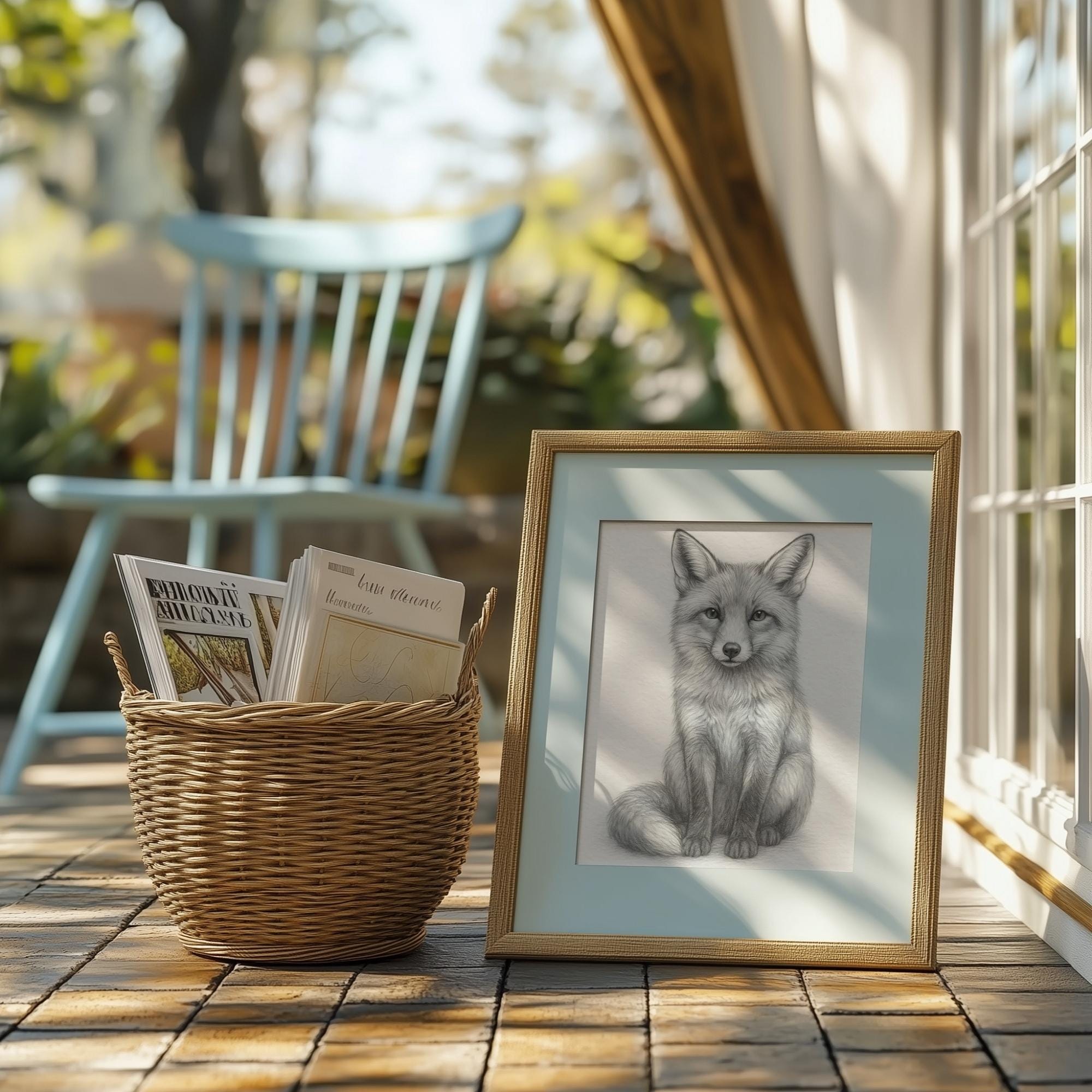 Fox Pencil Drawing Printable Wall Art, Woodland Nursery Decor, Forest ...