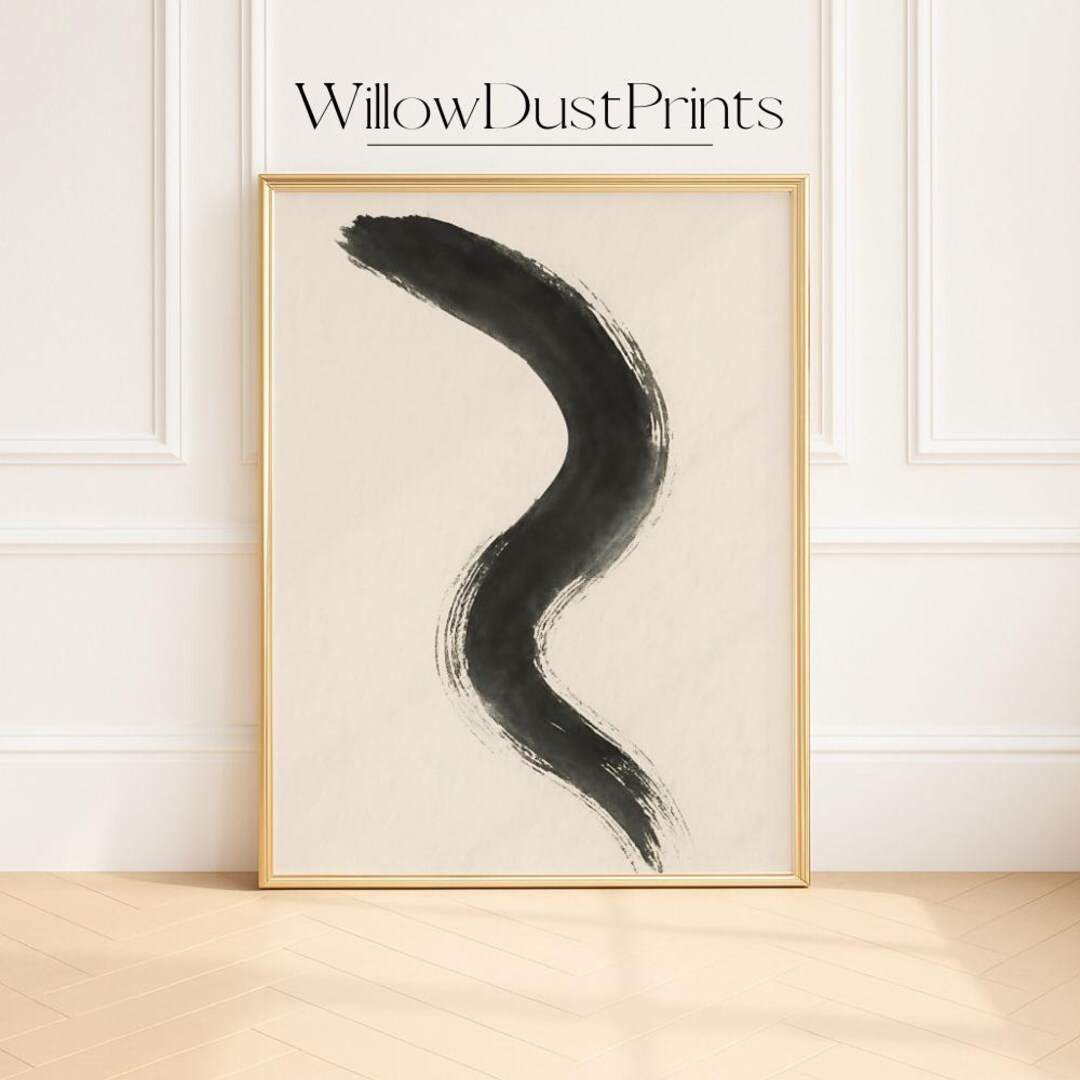 Minimalist Black Brushstroke Wall Art,modern Japanese Zen Ink Painting ...