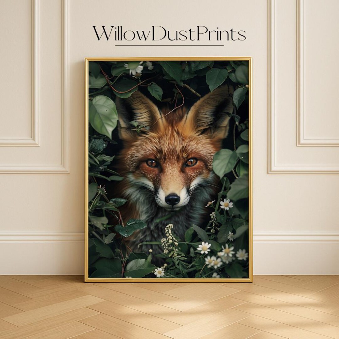 Rustic Red Fox Wall Art Printable, Forest Animal Wildlife Print, Nature ...