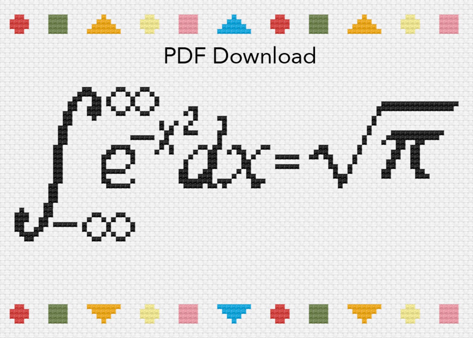Gaussian Integral Math Cross Stitch Pattern. Instant PDF Download ...