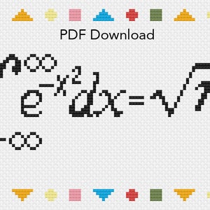 Gaussian Integral Math Cross Stitch Pattern. Instant PDF Download ...