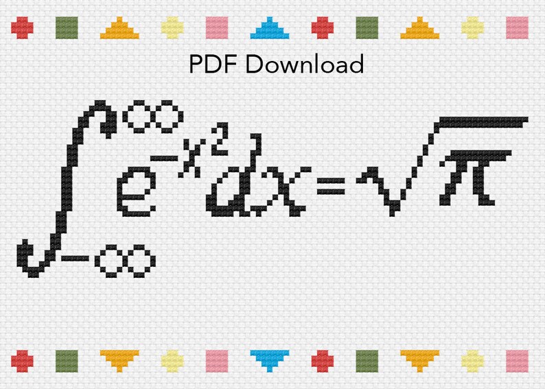 Gaussian Integral Math Cross Stitch Pattern. Instant PDF Download ...