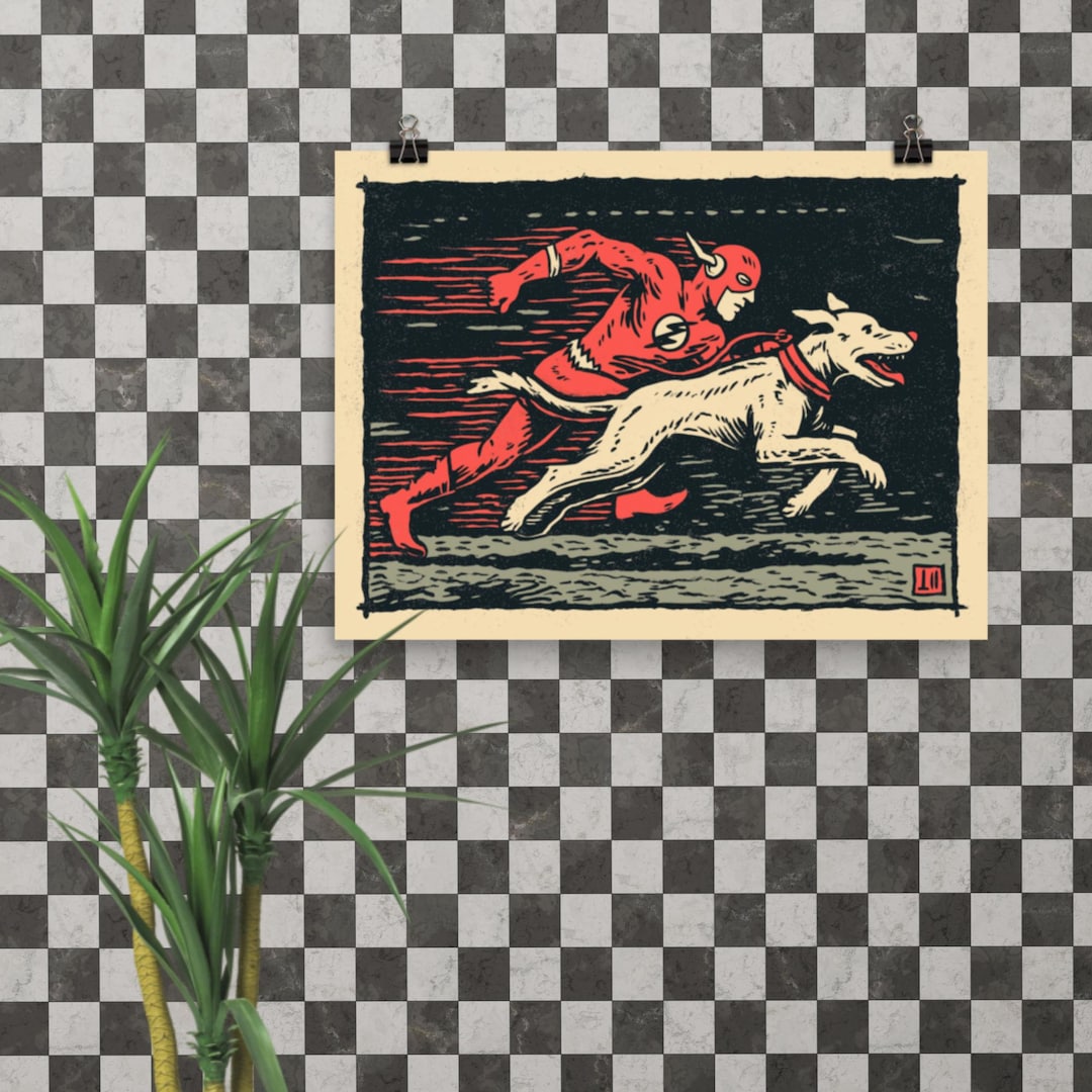 The Flash Walking Krypto Art Print – Traditional Tattoo Flash Style ...