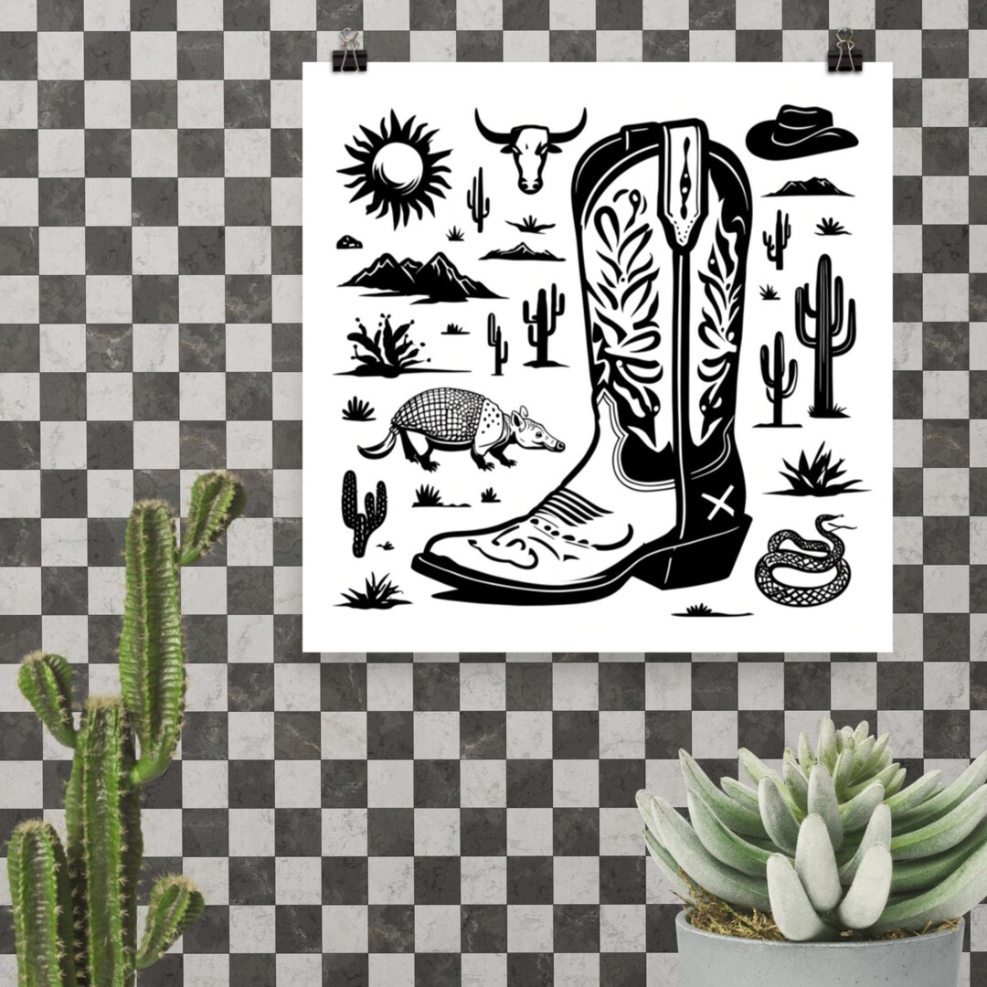 Western Themed Tattoo Flash Sheet Poster Wall Art - Etsy
