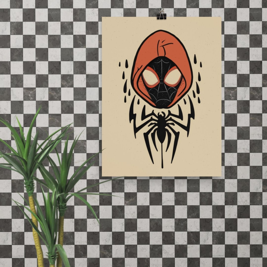Miles Morales Spider-man Mask Tattoo Flash Print – Afro-latino ...