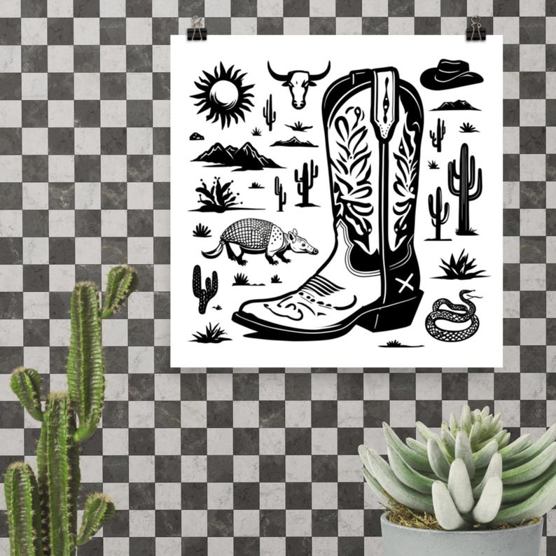 Western Themed Tattoo Flash Sheet Poster Wall Art - Etsy