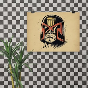 Judge Dredd Art Print – Traditional Tattoo Flash Style, Comic-inspired ...