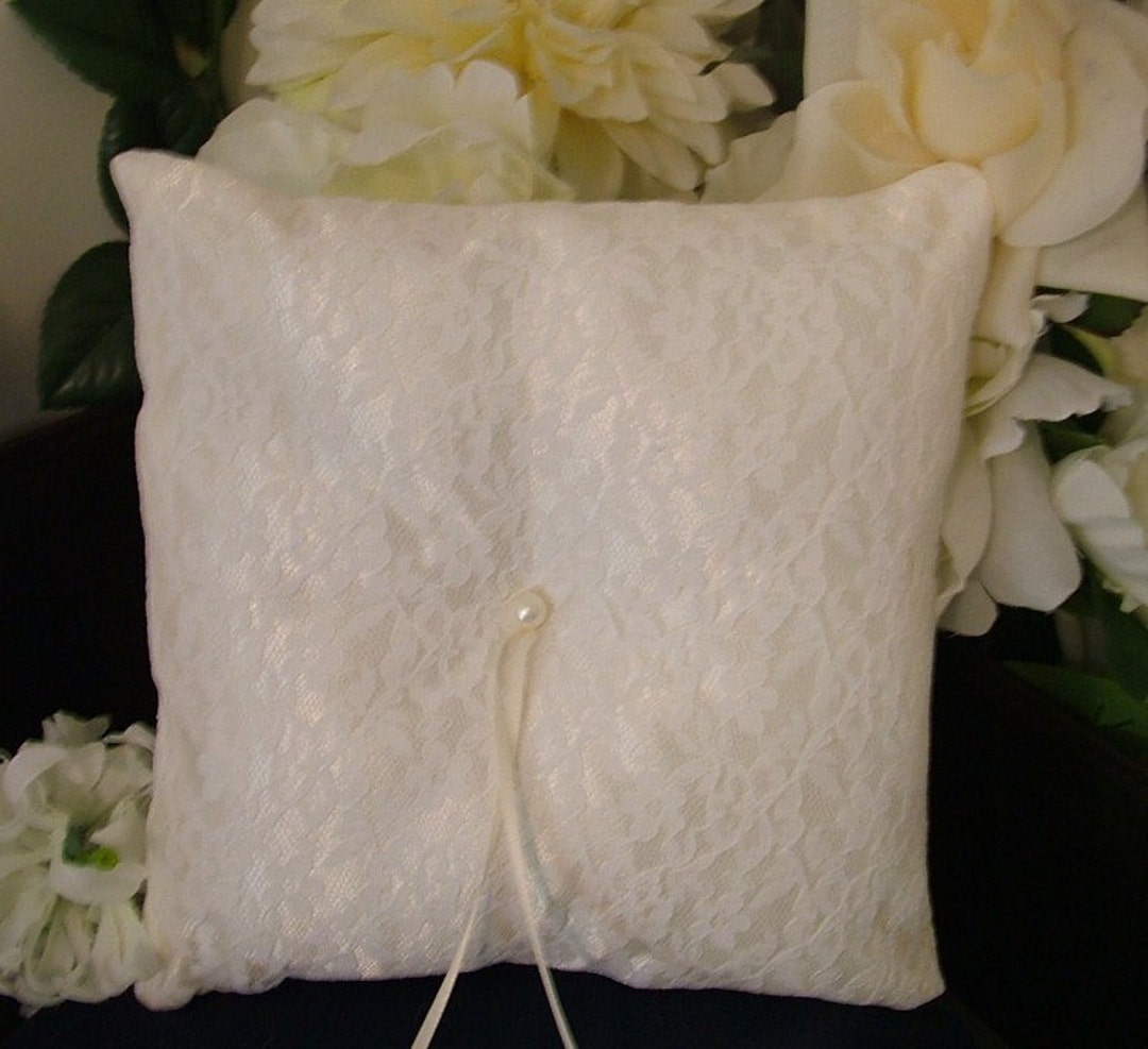 Custom Made White Lace on Ivory Personlised Ring Bearer Pillow - Etsy