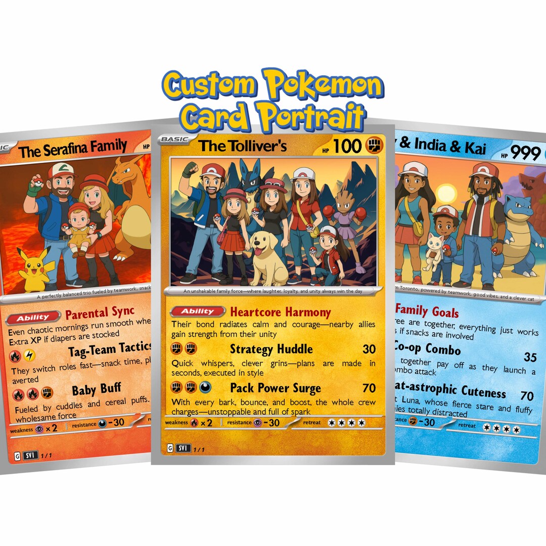 Custom Pokemon Card Portrait Custom Pokemon Card Pokemon Couple Gift ...