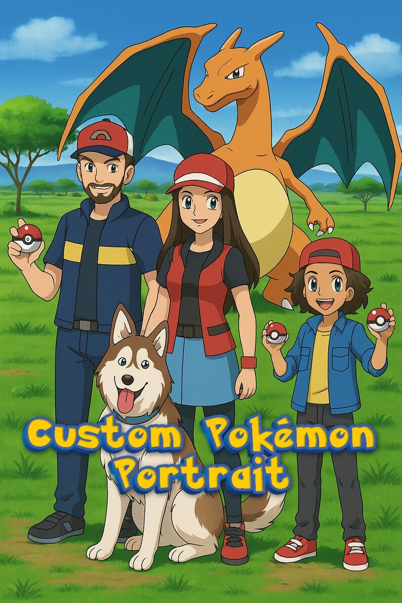 Custom Pokemon Portrait | Personalized Gift, Couple, Christmas ...