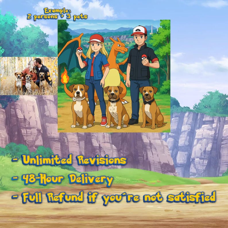 Custom Pokemon Portrait | Personalized Gift, Couple, Christmas ...