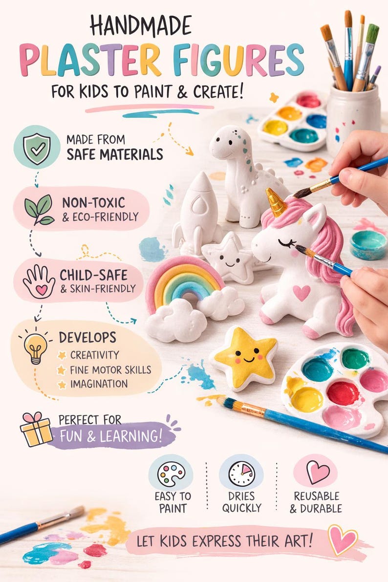 Unicorn Plaster Painting Kit, Dreamy Duo Set, Kids Party Favors - Etsy ...