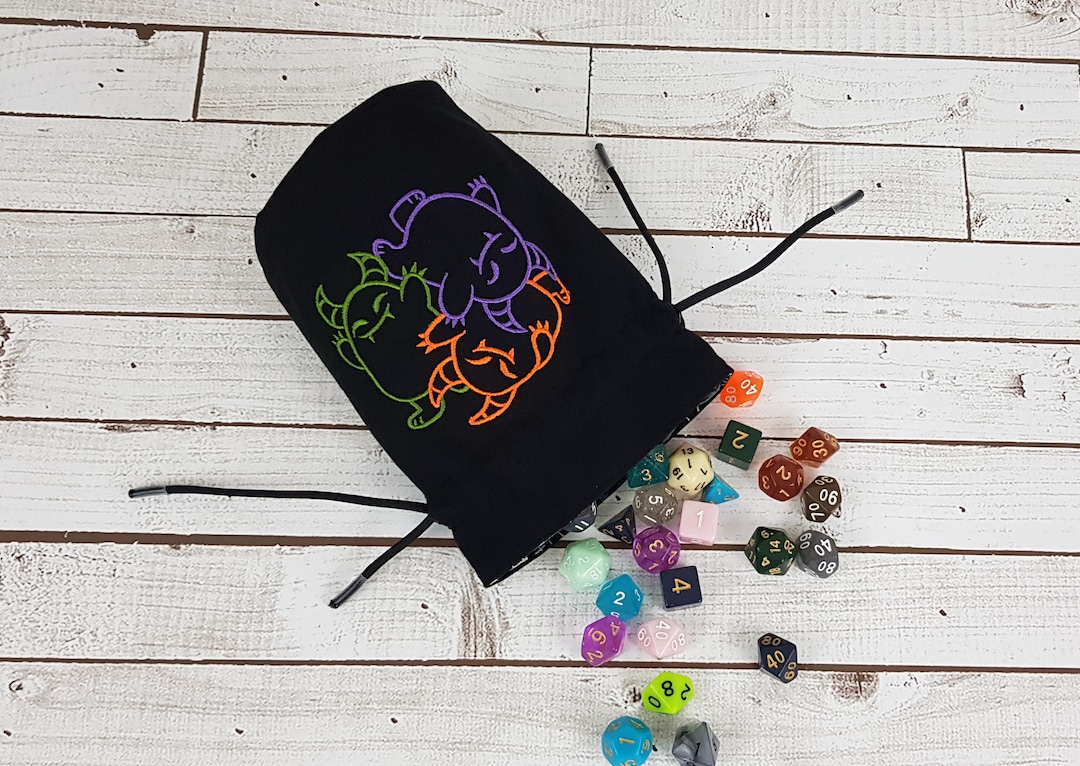 Demons Dice Bag - Demon Embroidery - D&D Bag- Dice Bag - Bag of Holding ...