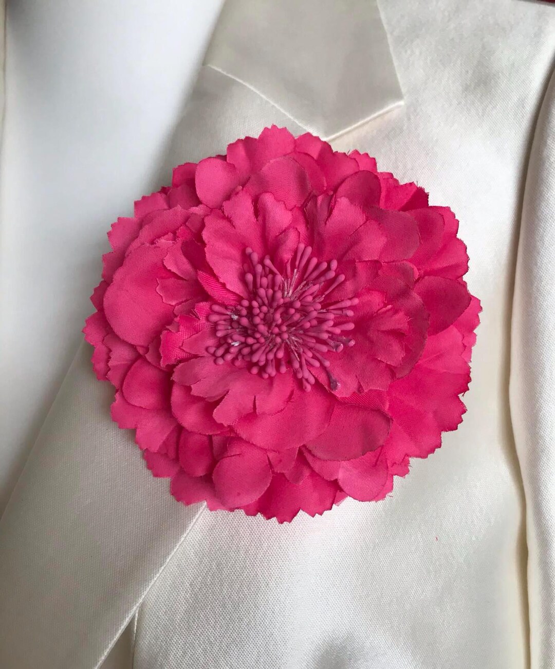 Rose, Hot, Cerise Pink, Flower Brooch, Pin, Jacket Dress Women’s ...
