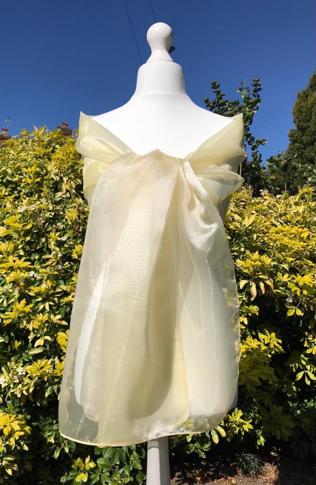 Light Yellow Organza Shawl: Handmade Wedding Wrap, UK Made - Etsy