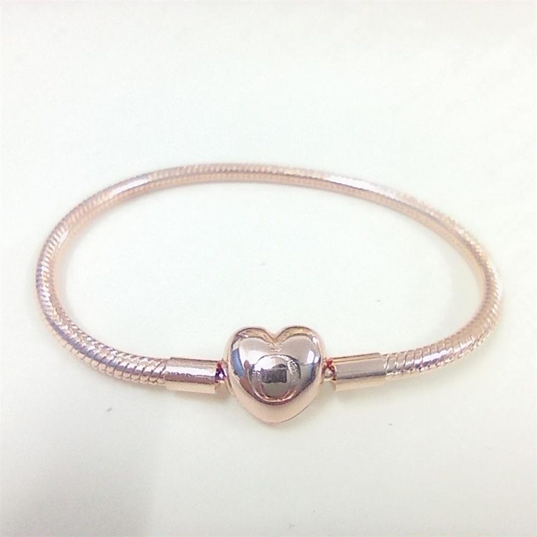 Pandora Moments Rose Gold Snake Chain Gold-plated Bracelet With Heart ...