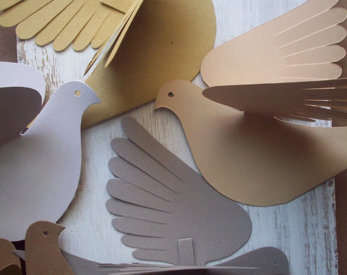 Paper Birds--molly Bird--five Natural Birds - Etsy
