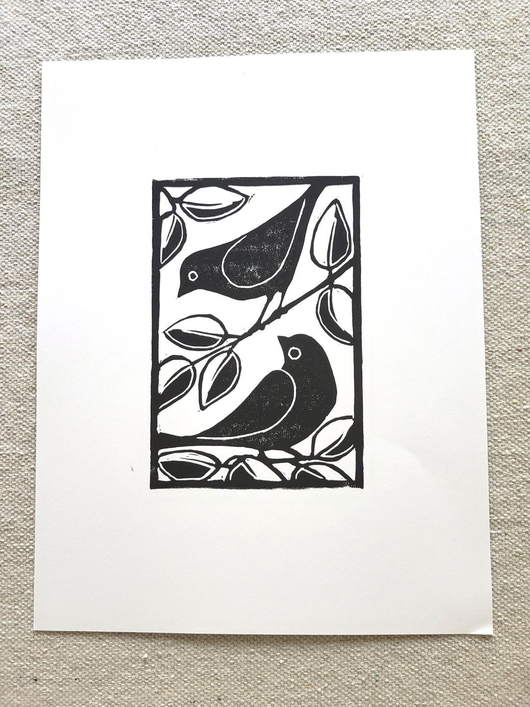 Bird Couple--block Print - Etsy