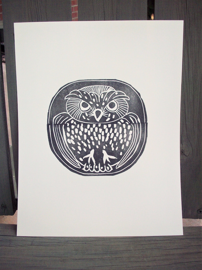 Owl Block Print - Etsy