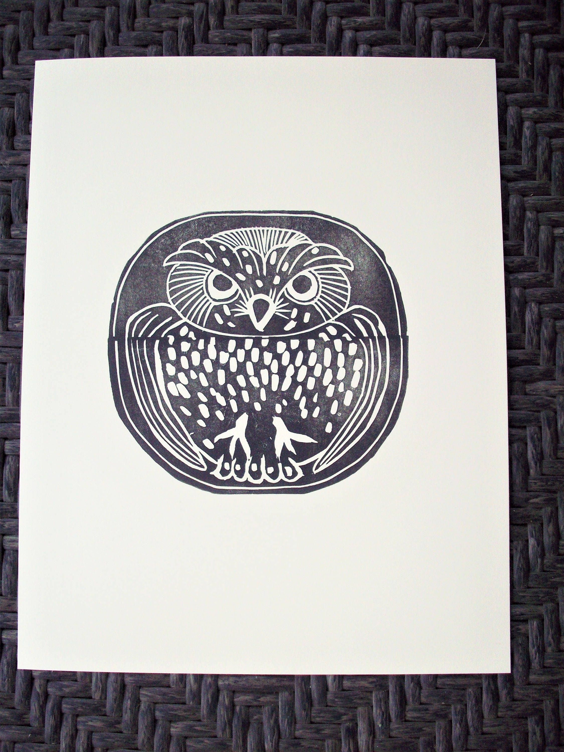 Owl Block Print - Etsy