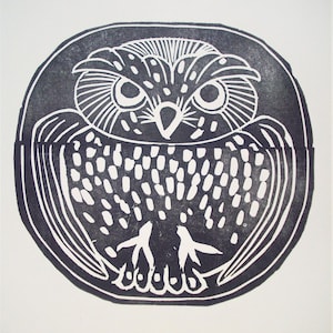 Owl Block Print - Etsy