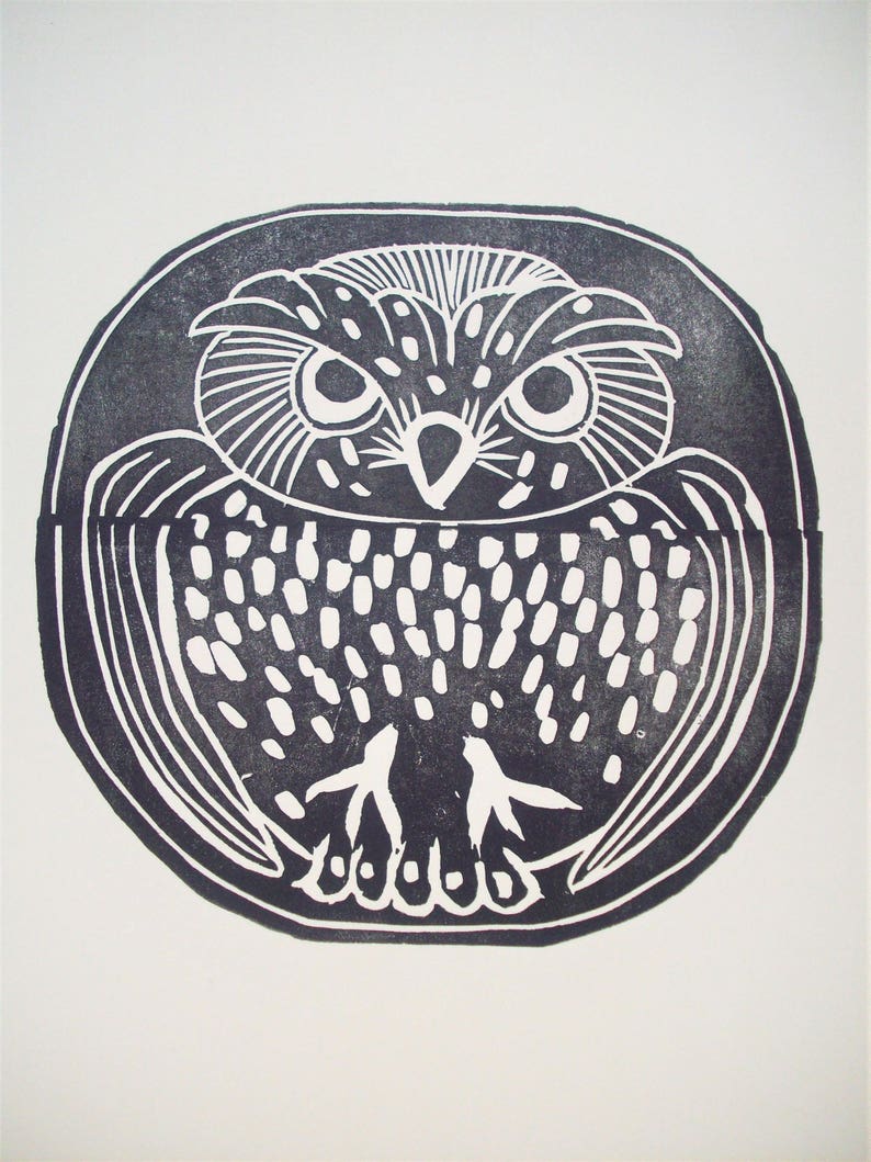 Owl Block Print - Etsy