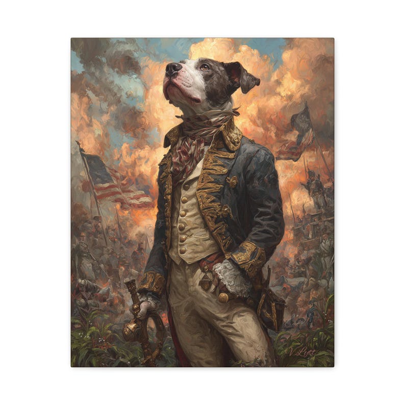 Andrew Jackson as Pitbull | War Hero President Dog Canvas Print ...