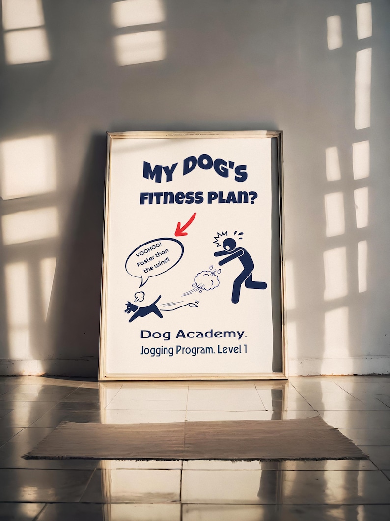 Quirky Dog Wall Art Dog Fitness Plan Perfect Gift for Dog Lovers Print ...