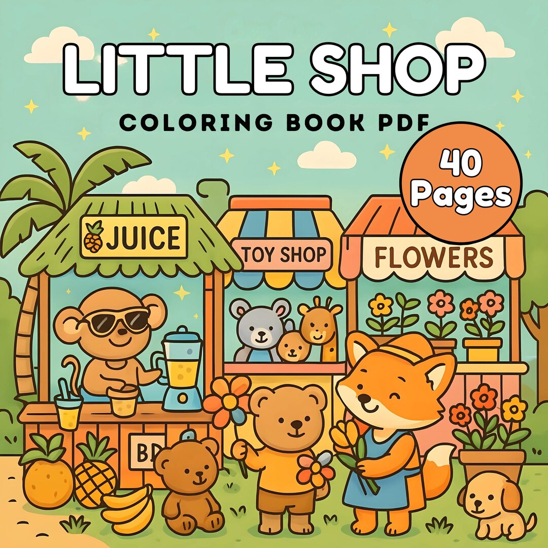 Little Shop Coloring Book – 40 Printable Pages, Kids & Adults (PDF ...