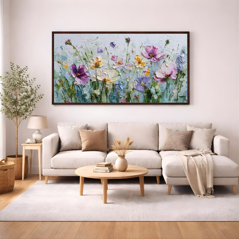 Abstract Spring Wildflower Frame TV Art, Oil Painting Meadow, Samsung ...