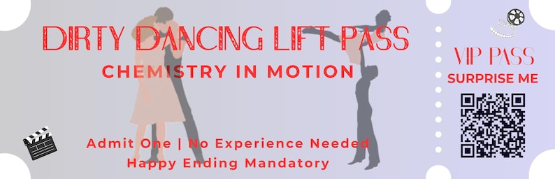 Dance Date Night 2x Ticket AND VIP PASS Printable | Romantic Lift ...