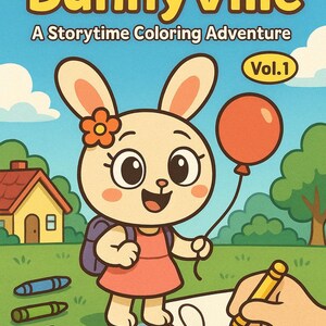Bunny Coloring Book PDF – Cozy Story Vol.1 | 14 Pages Instant Download ...