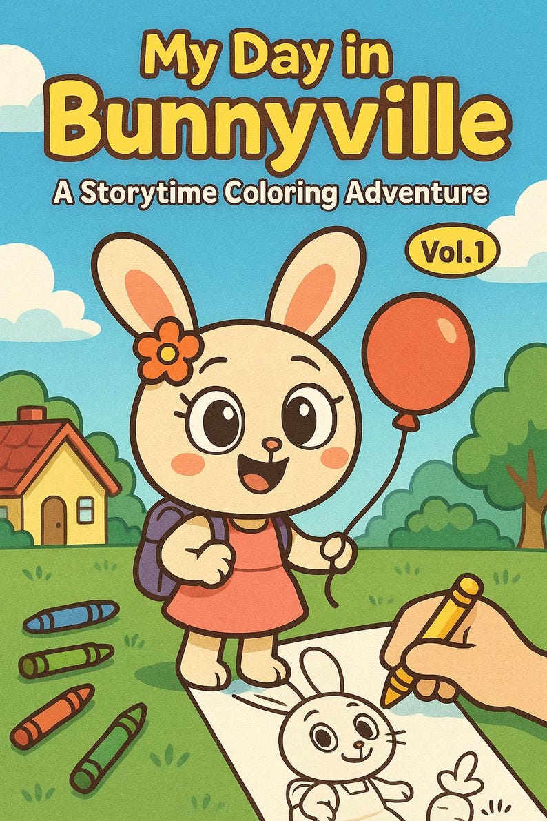 Bunny Coloring Book PDF – Cozy Story Vol.1 | 14 Pages Instant Download ...