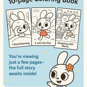 Bunny Coloring Book PDF – Cozy Story Vol.1 | 14 Pages Instant Download ...