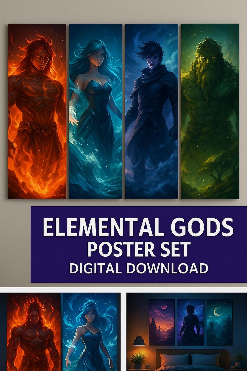 Elemental Gods – Mythological Poster Set | Digital Download - Etsy