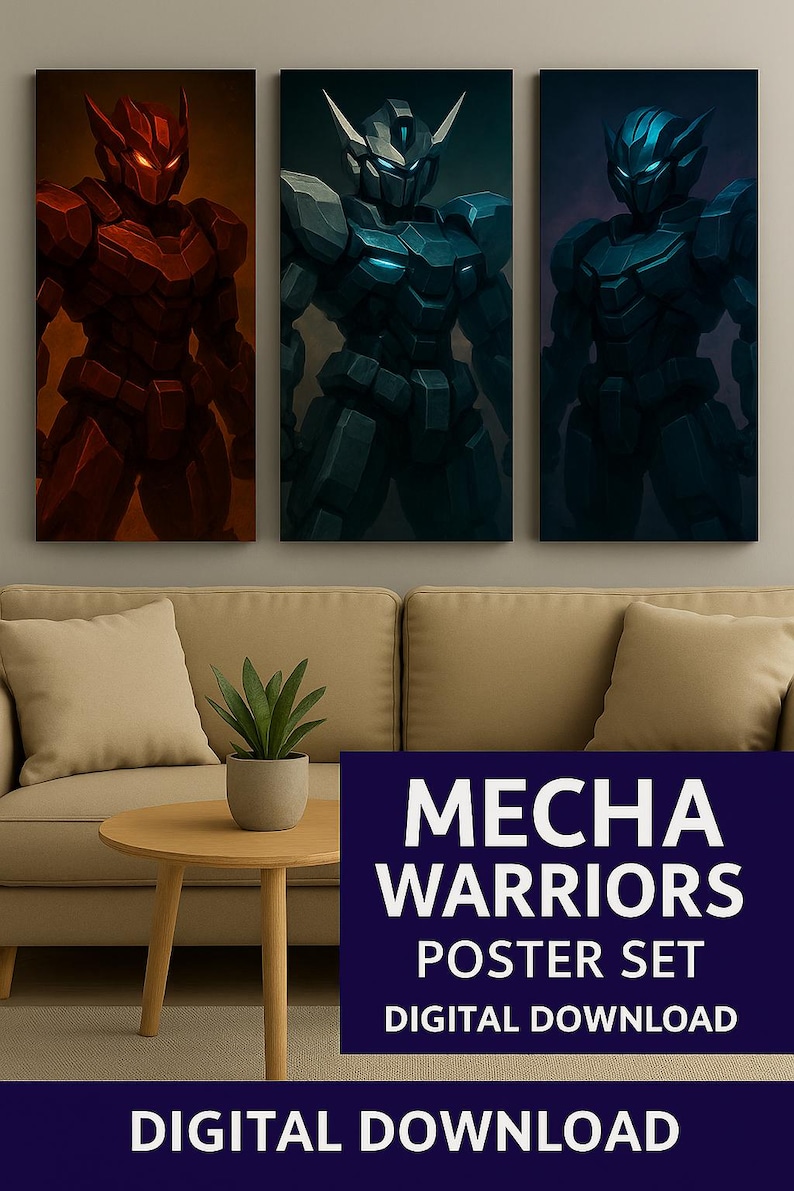 Mecha Warriors Poster Set – Futuristic Anime Robots | Digital Download ...