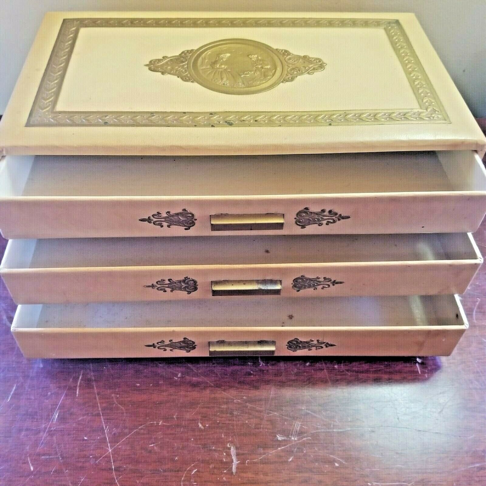 Mid Century Mollo Smith Crafted Jewelry Box Yellow Leatherette Art Deco ...